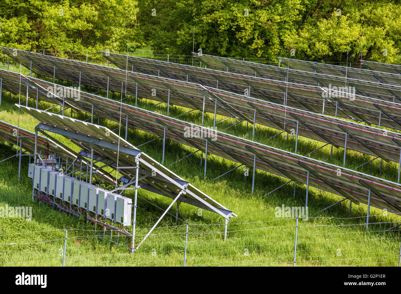 Many solar panels from behind Stock Photo - Alamy