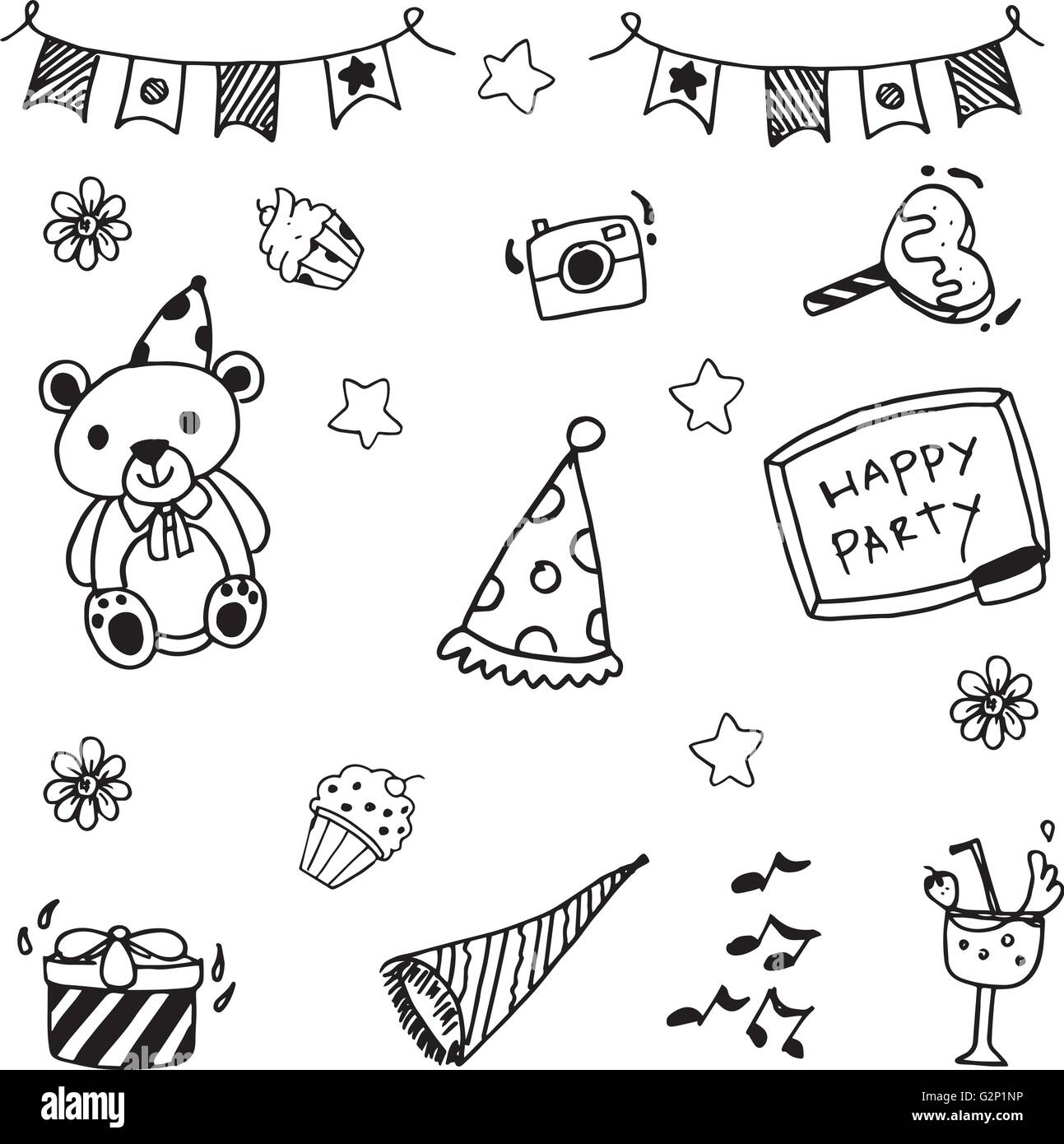 Cute doodle party vector art Stock Vector Image & Art - Alamy