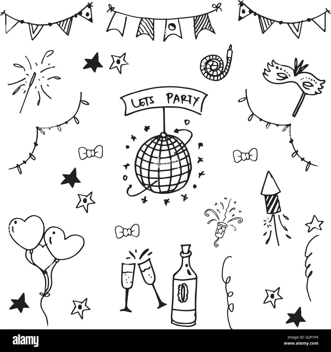 Party set doodle vector art Stock Vector Image & Art - Alamy