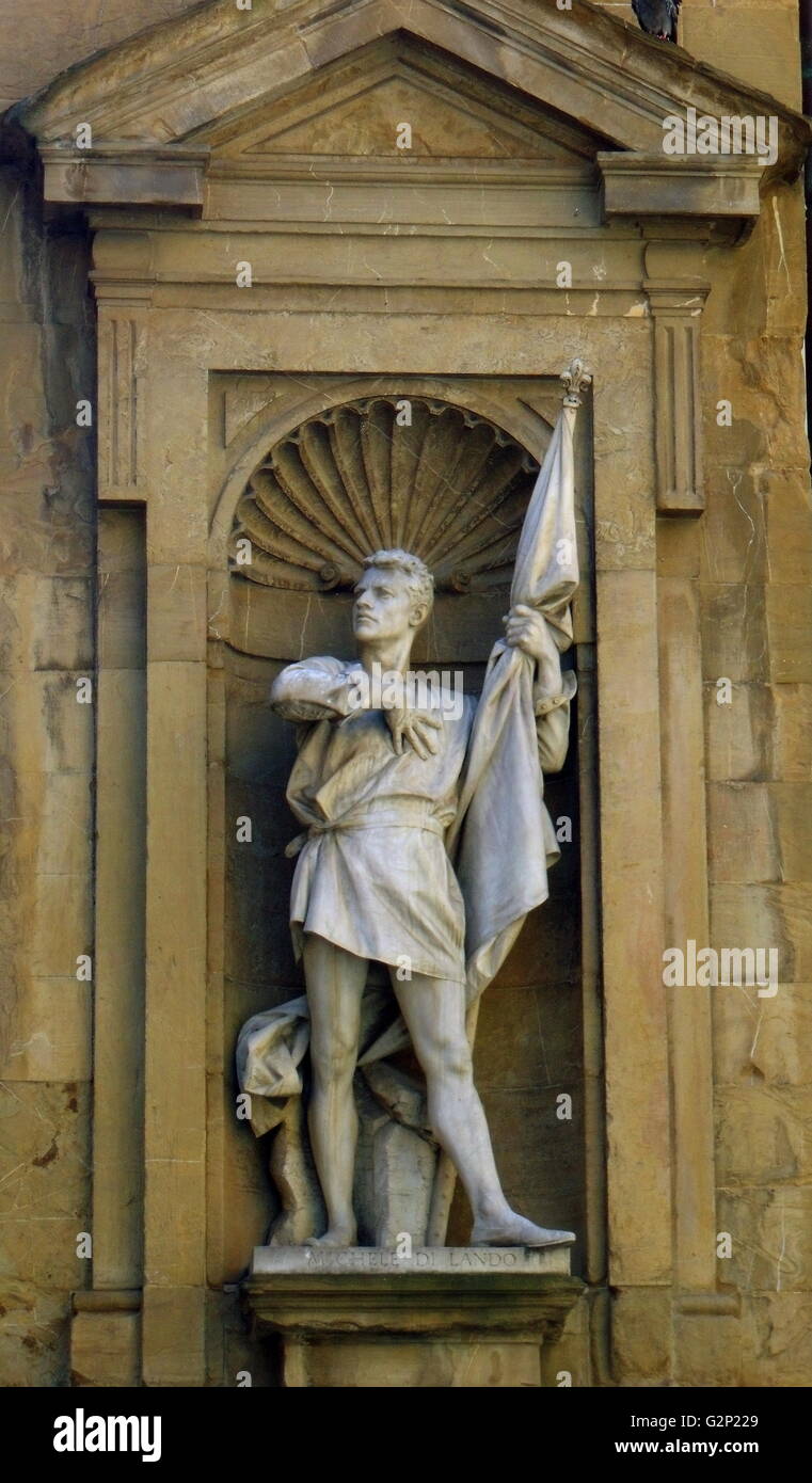 Statue detail on the outside of a church in florence hi-res stock ...