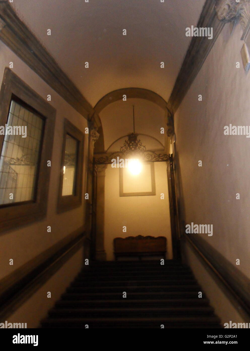 Interior detail from the Palazzo Vecchio, Florence, Italy. A massive ...