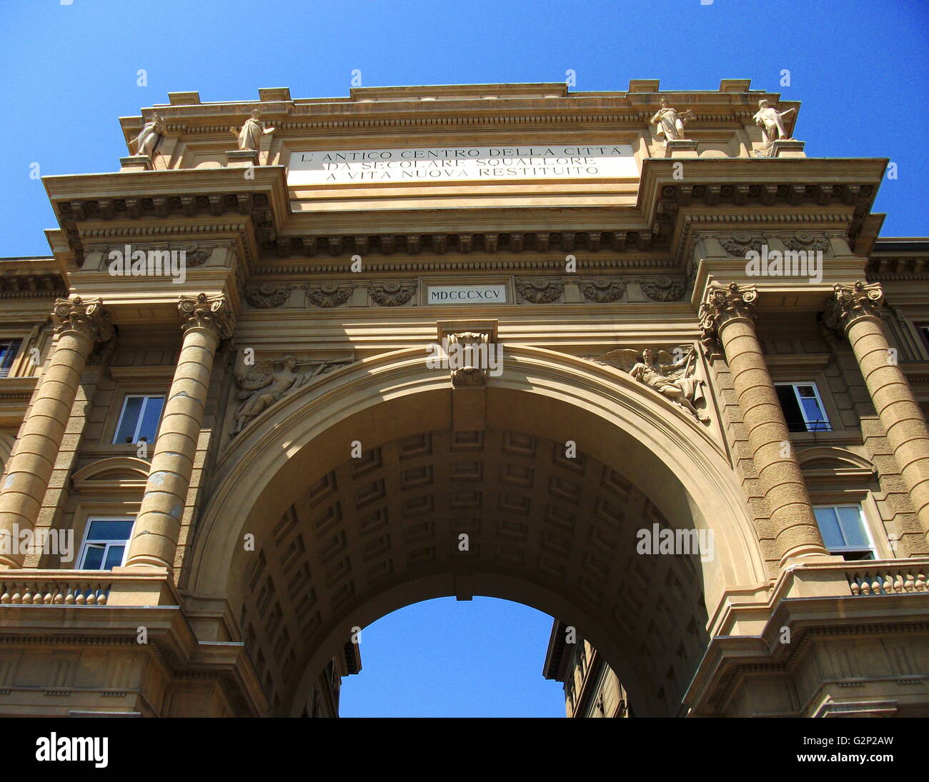 The triumphal arch at Piazza della Repubblica, Florence, Italy. The ...