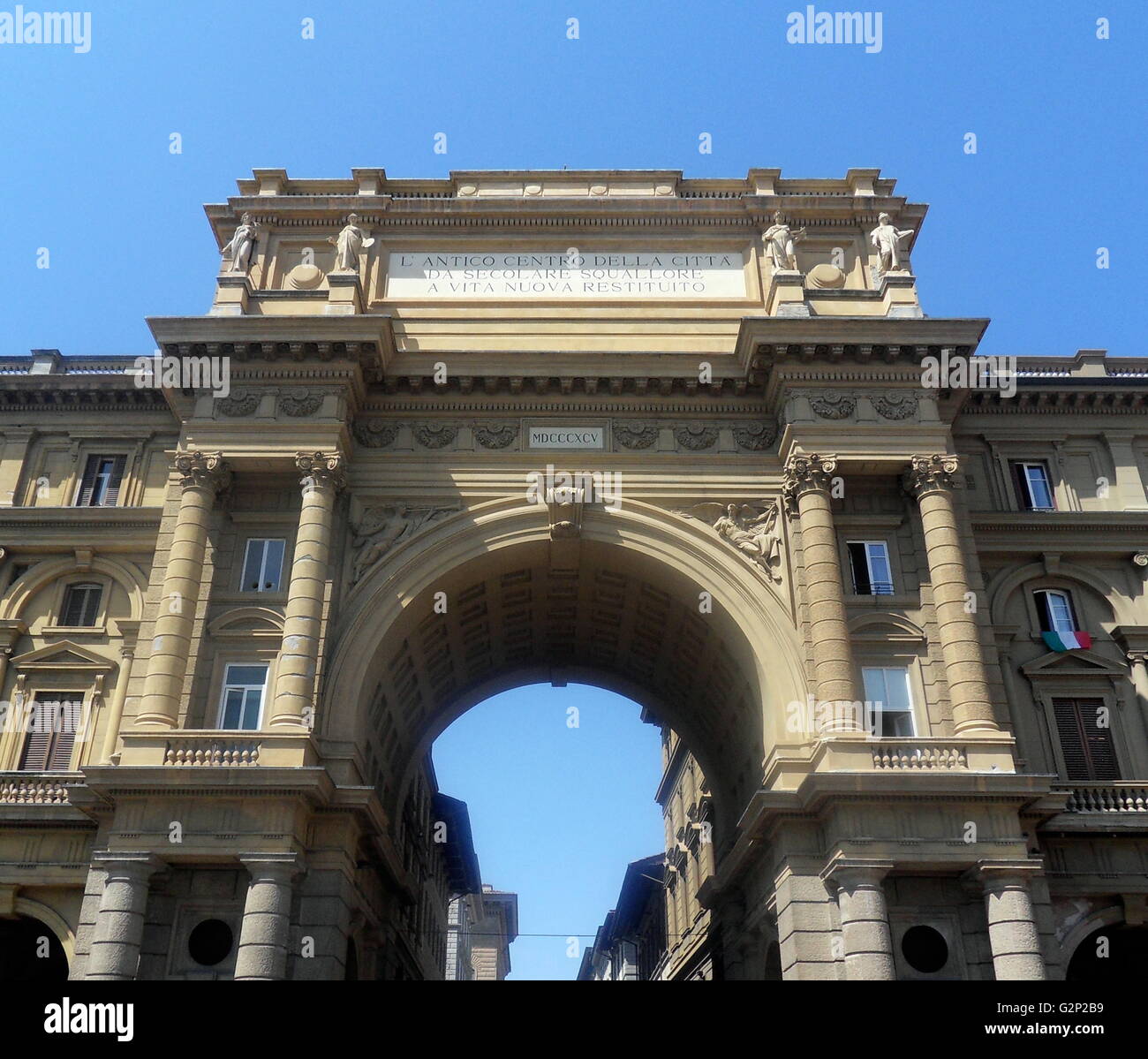 The triumphal arch at Piazza della Repubblica, Florence, Italy. The ...
