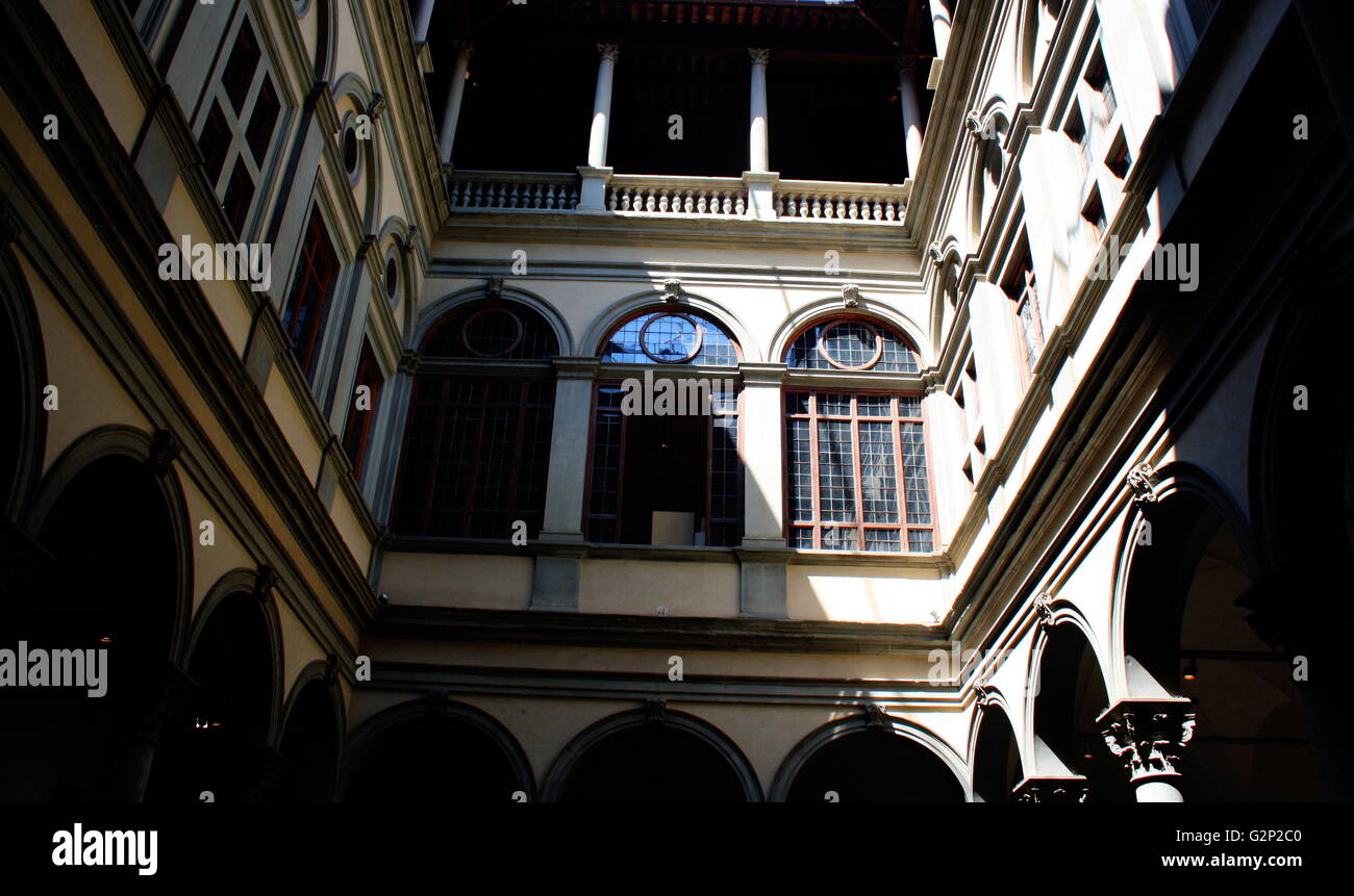 Details from the Palazzo Strozzi in Florence, Italy. A symmetrical ...