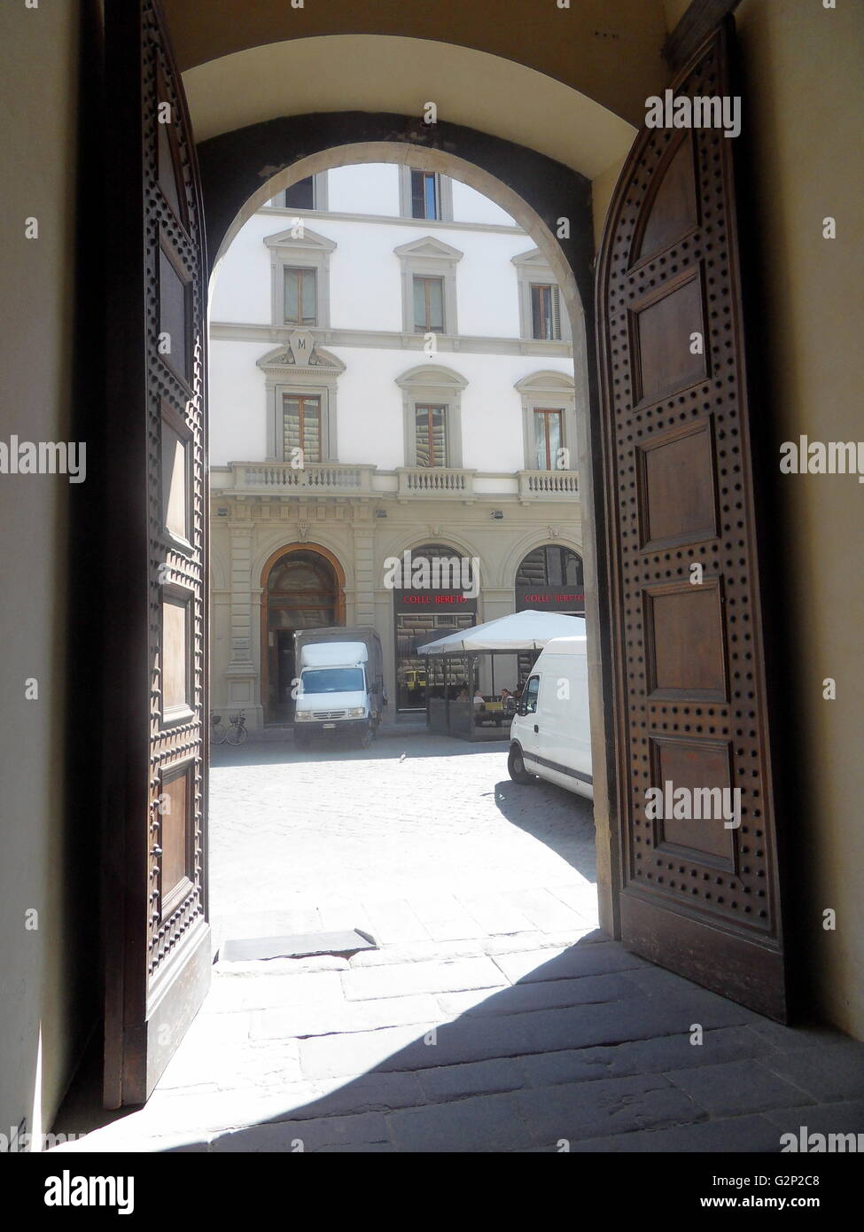 Details from the Palazzo Strozzi in Florence, Italy. A symmetrical ...