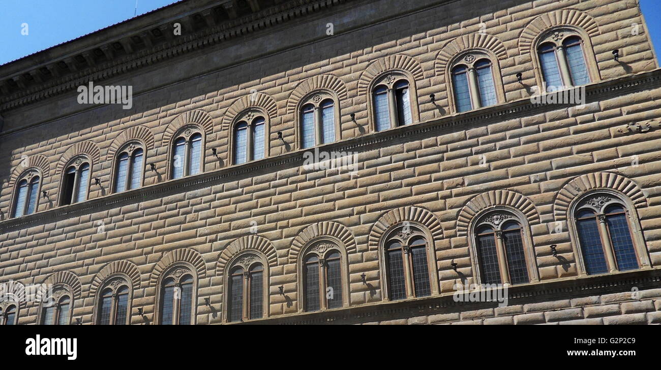 Palazzo Strozzi in Florence, Italy. A symmetrical palace which began ...