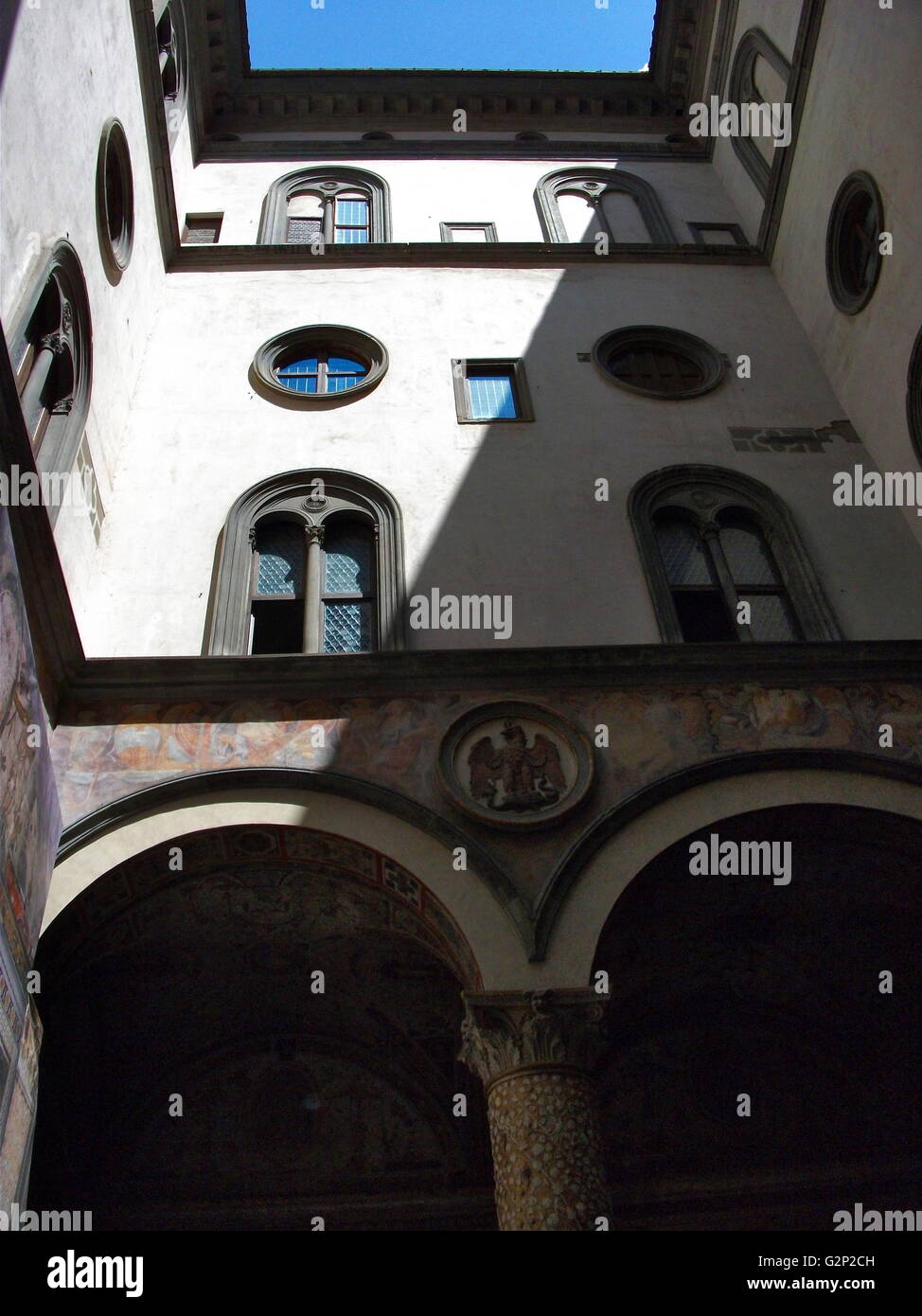 Details from the Palazzo Strozzi in Florence, Italy. A symmetrical ...