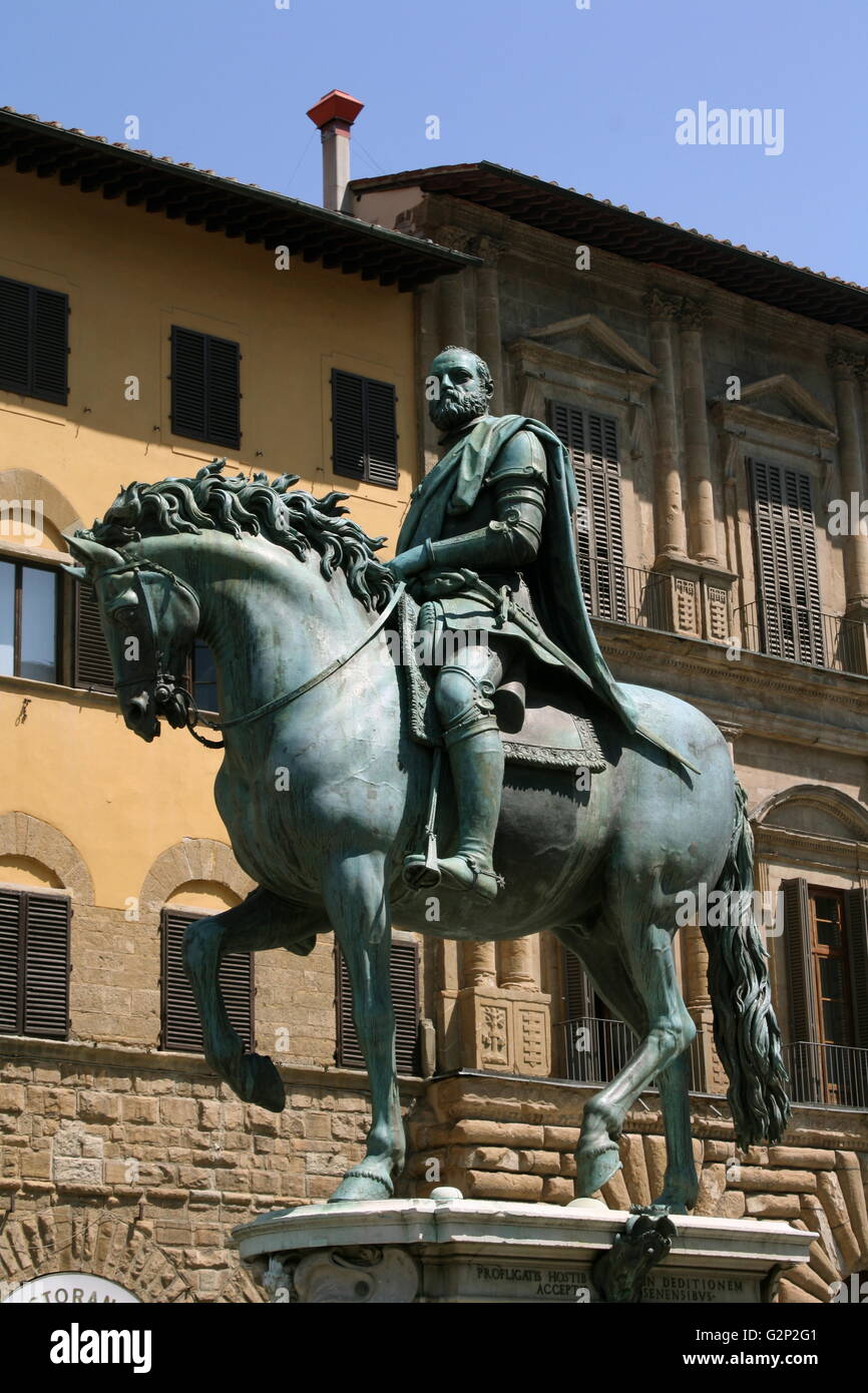 Bronze, equestrian statue of Cosimo I, Duke of Florence, and Grand Duke ...