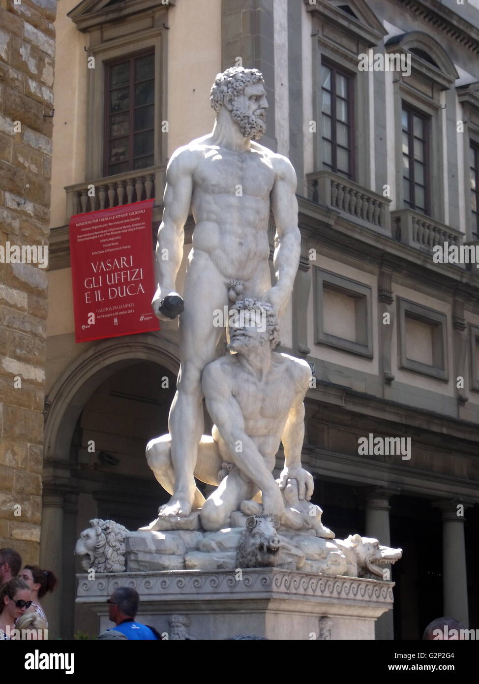 White marble sculpture of Hercules and Cacus by Florentine artist ...