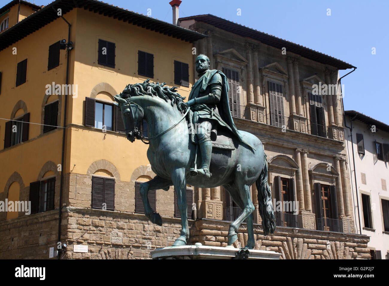 Bronze, equestrian statue of Cosimo I, Duke of Florence, and Grand Duke ...