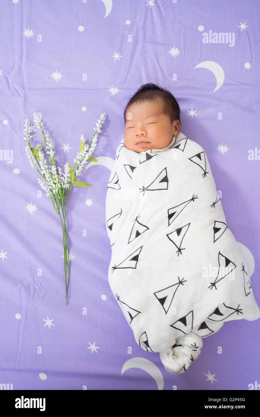 Cute newborn asian girl sleeping Stock Photo - Alamy