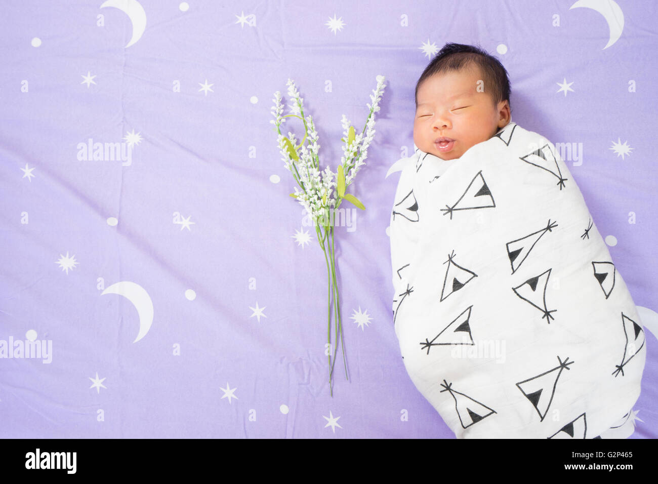 Cute newborn asian girl sleeping Stock Photo - Alamy