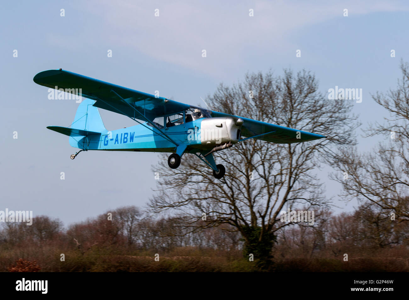 Auster J1N G-AIBW in flight landing at Breighton Airfield Stock Photo ...