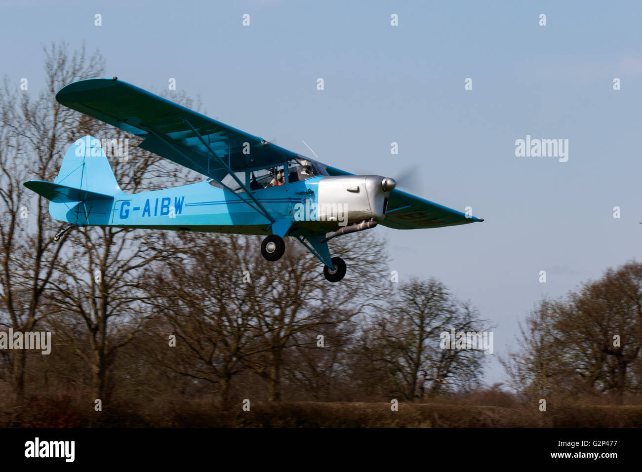 Auster J1N G-AIBW in flight landing at Breighton Airfield Stock Photo ...