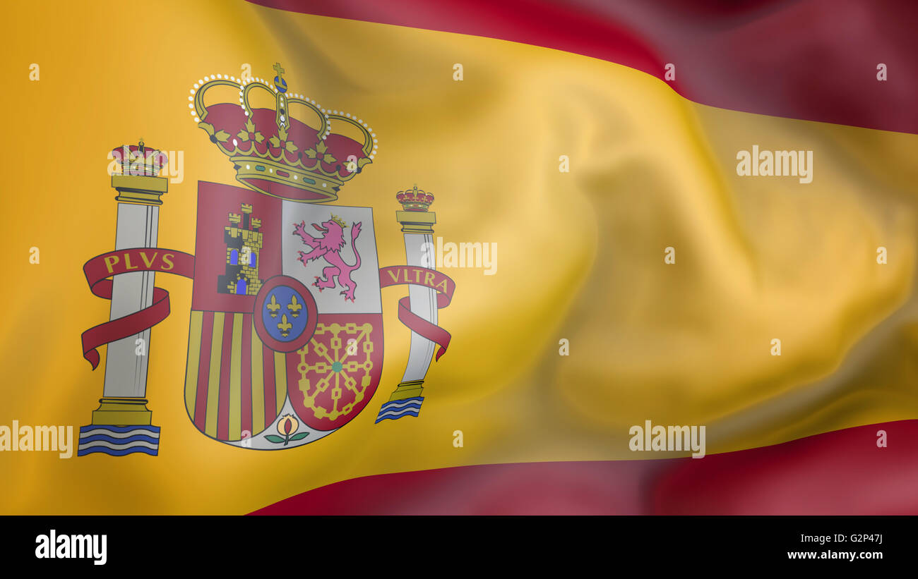 Spain flag waving in the wind Stock Photo - Alamy