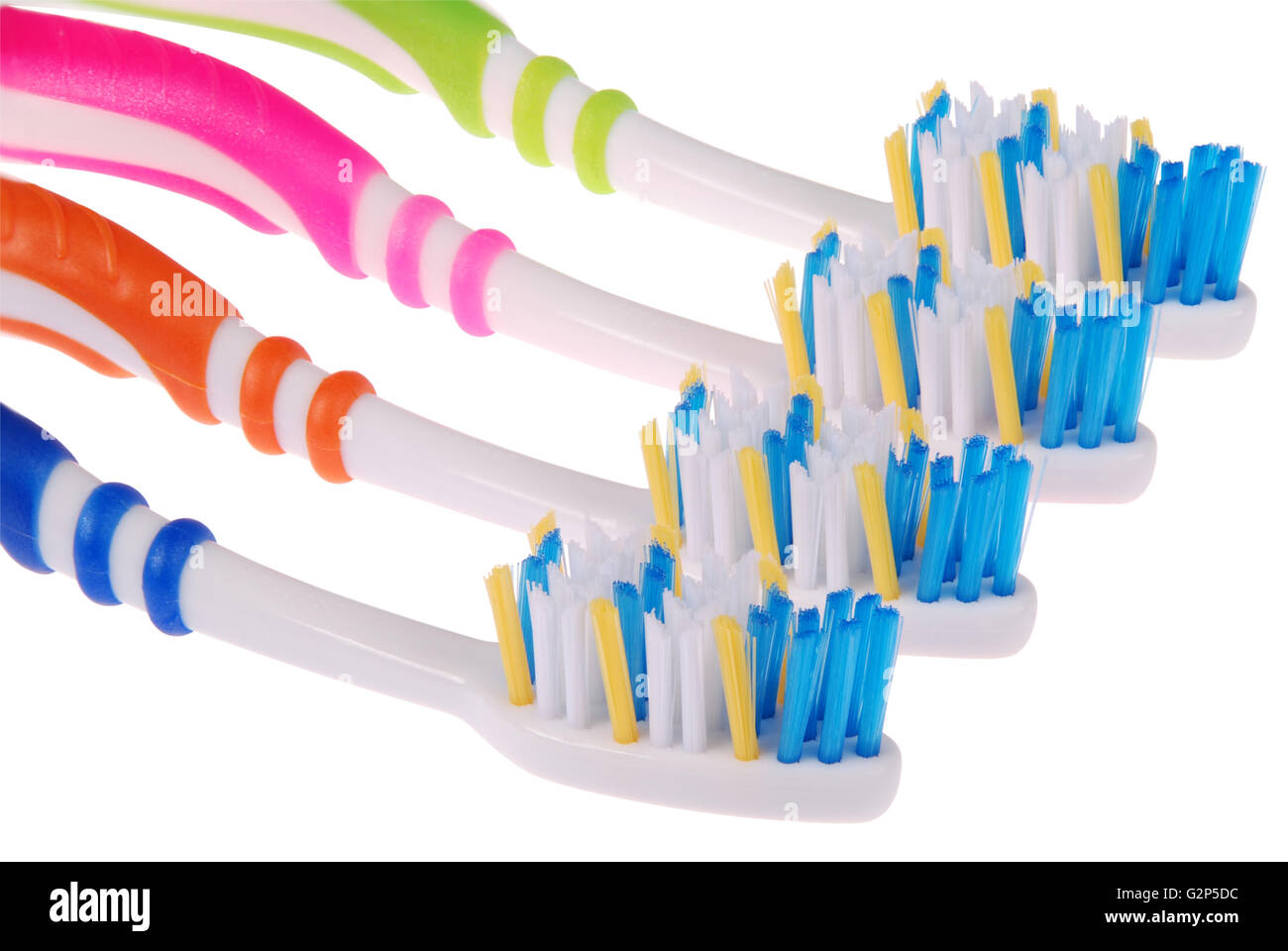 Colored toothbrushes. Isolated on white background. Clipping path ...