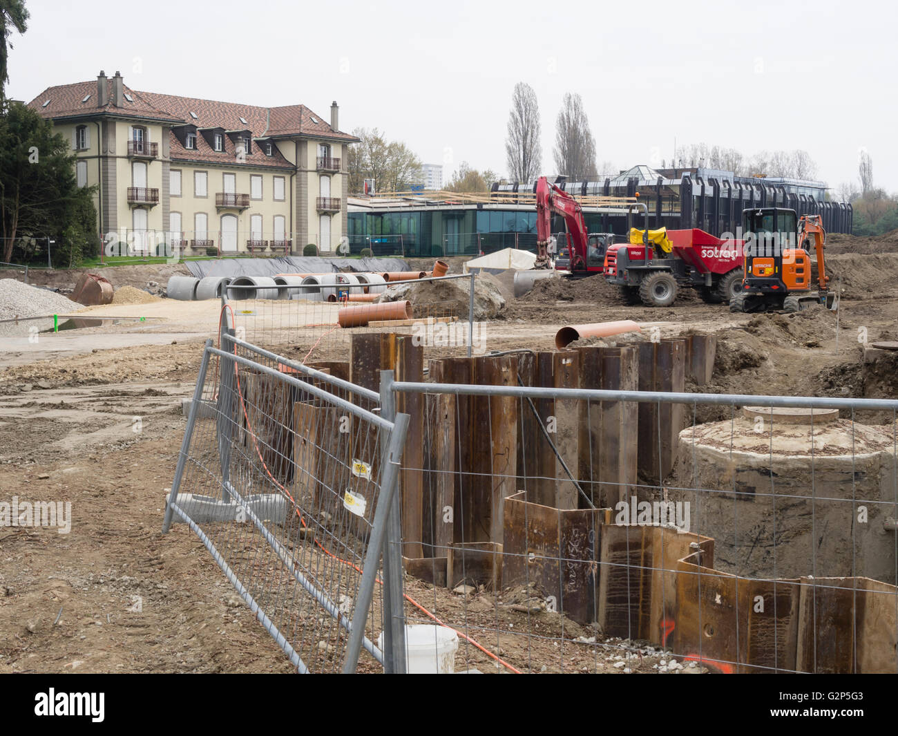 Construction site at Chateau Vidy, historic headquarters of the IOC ...
