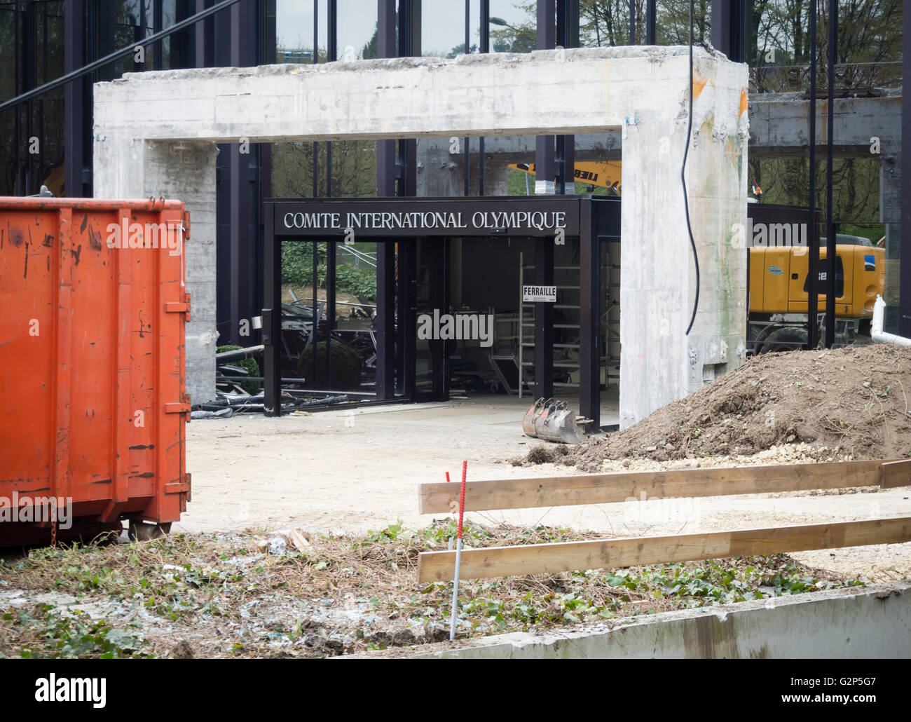 Construction site of the new headquarters of the IOC (International ...