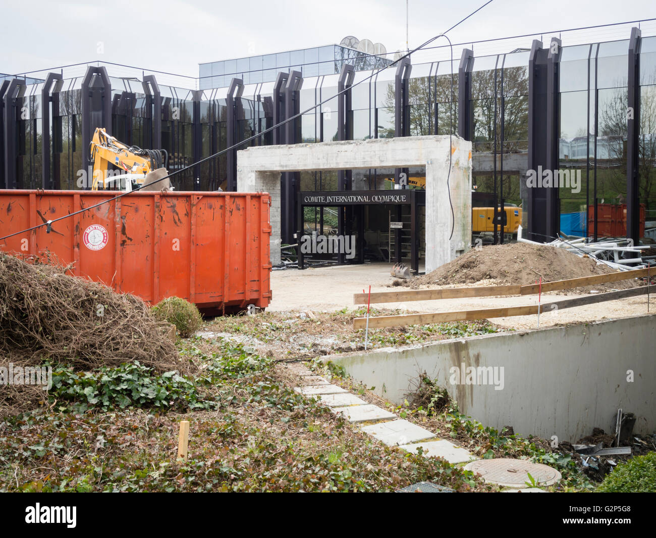 Construction site of the new headquarters of the IOC (International ...