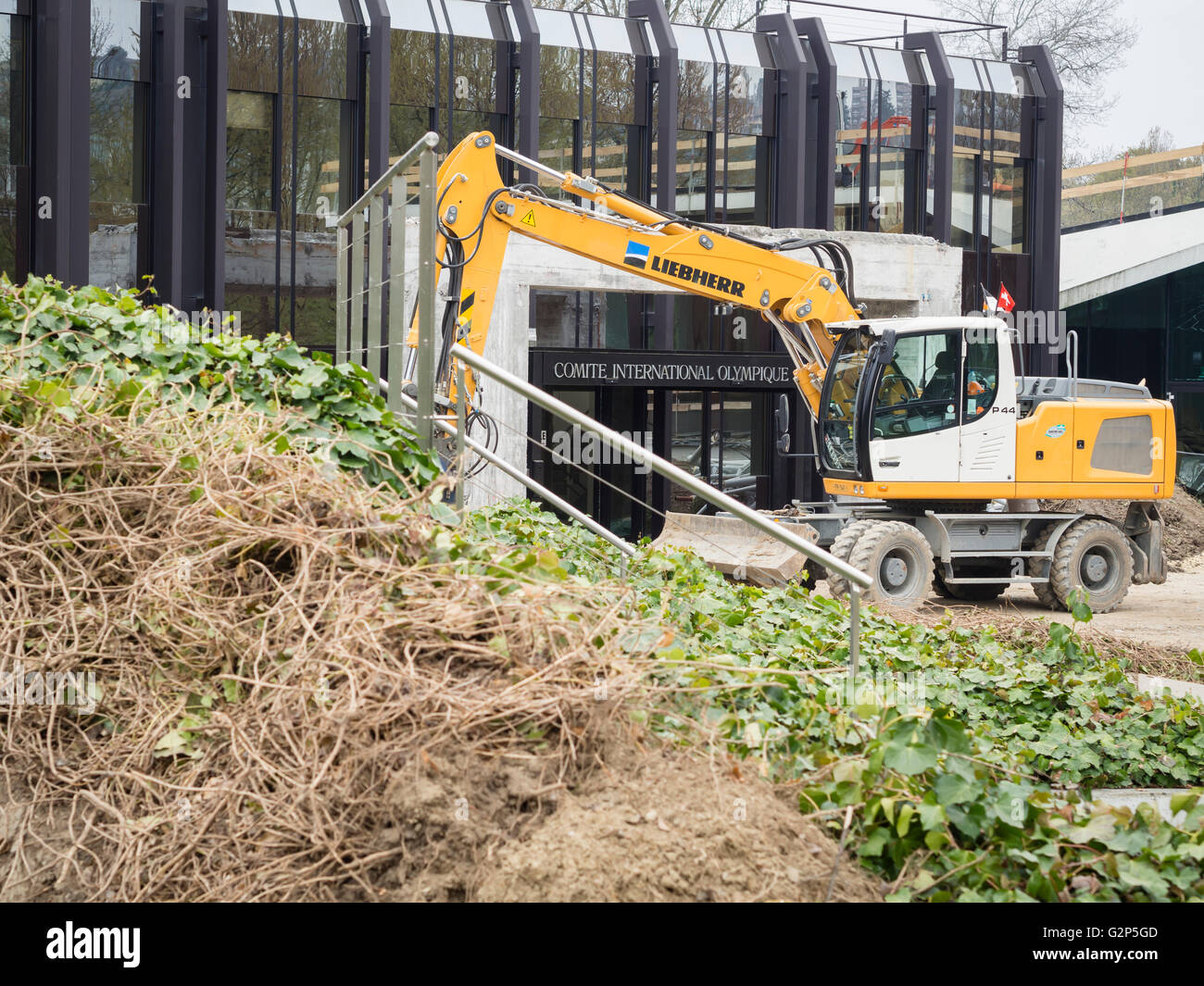 Construction site of the new headquarters of the IOC (International ...