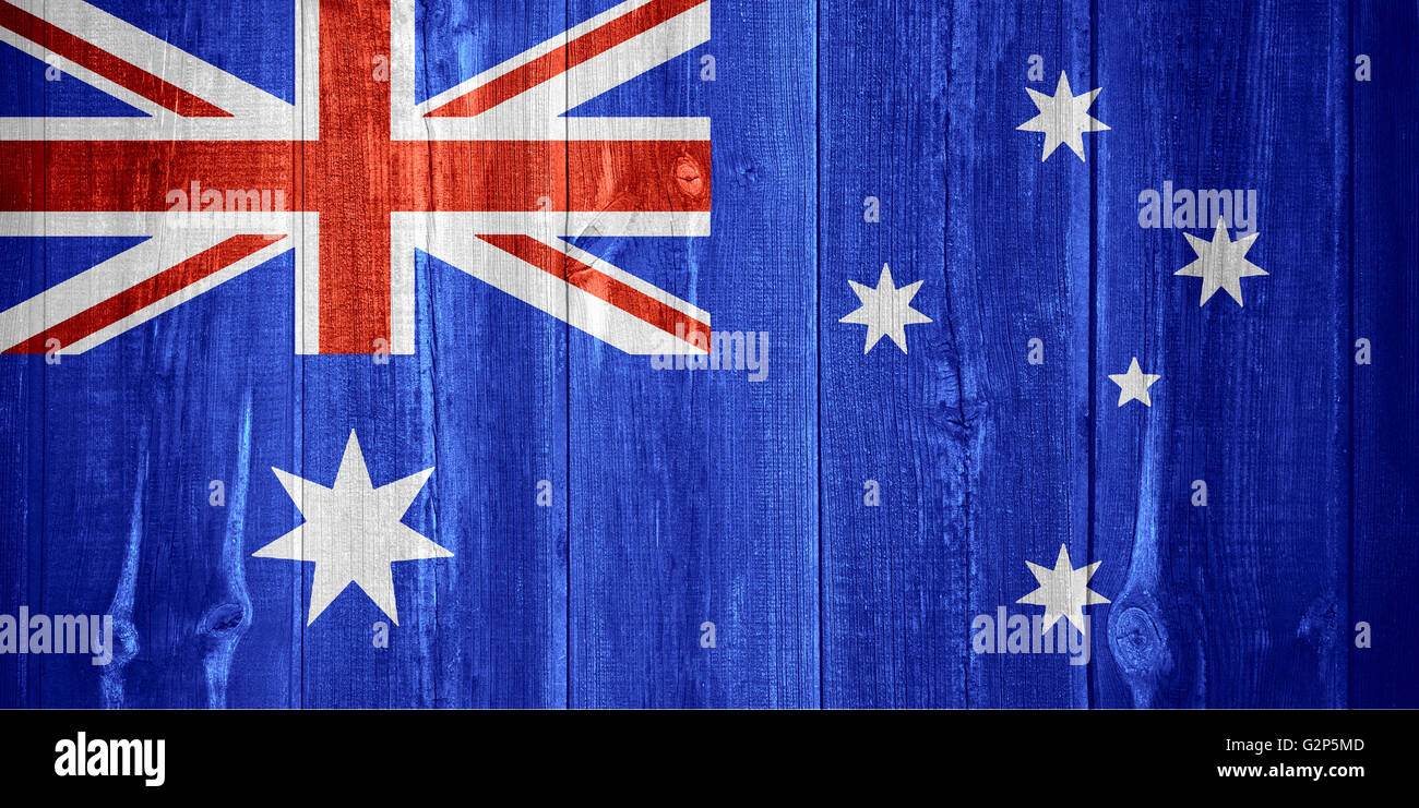 flag of Australia or Australian banner on wooden background Stock Photo ...