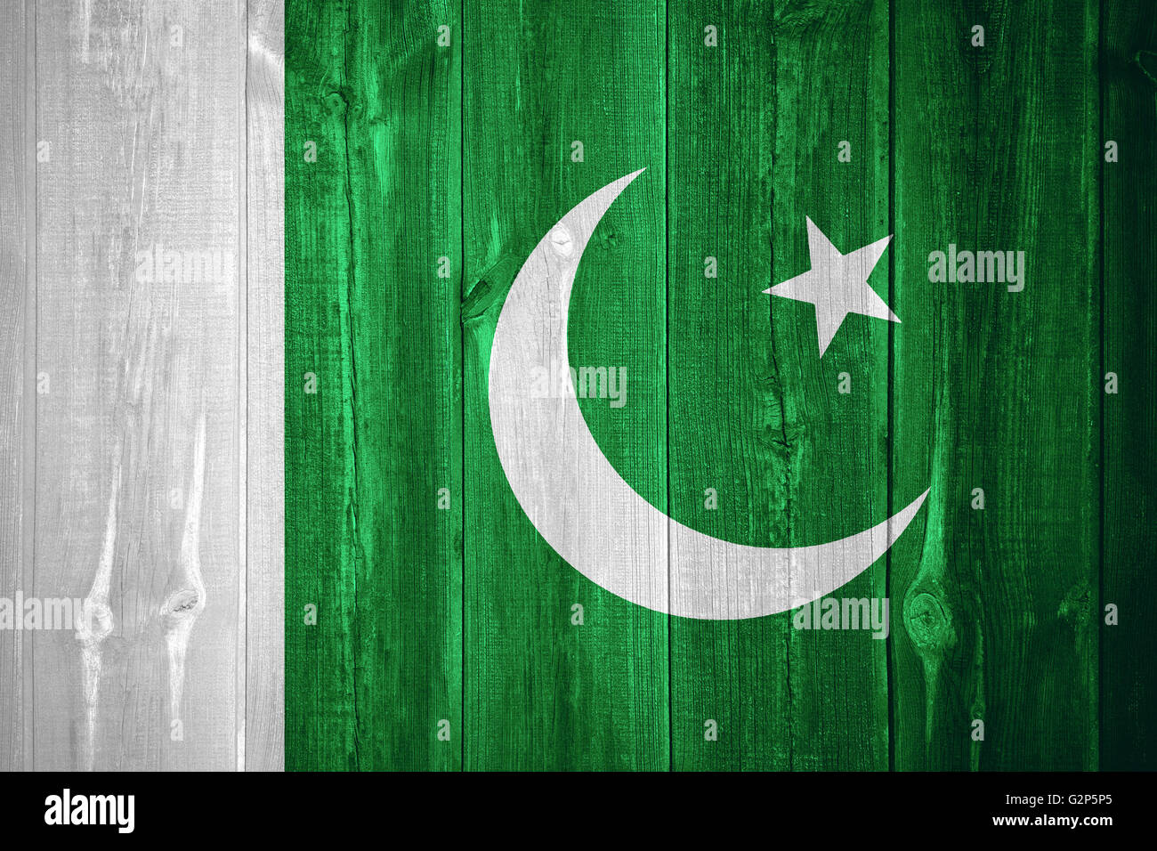 flag of Pakistan or Pakistani banner on wooden background Stock Photo ...