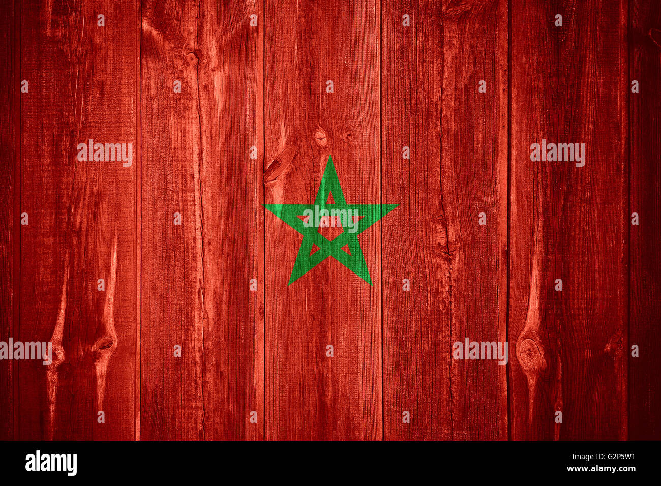 flag of Morocco or Moroccan banner on wooden background Stock Photo - Alamy