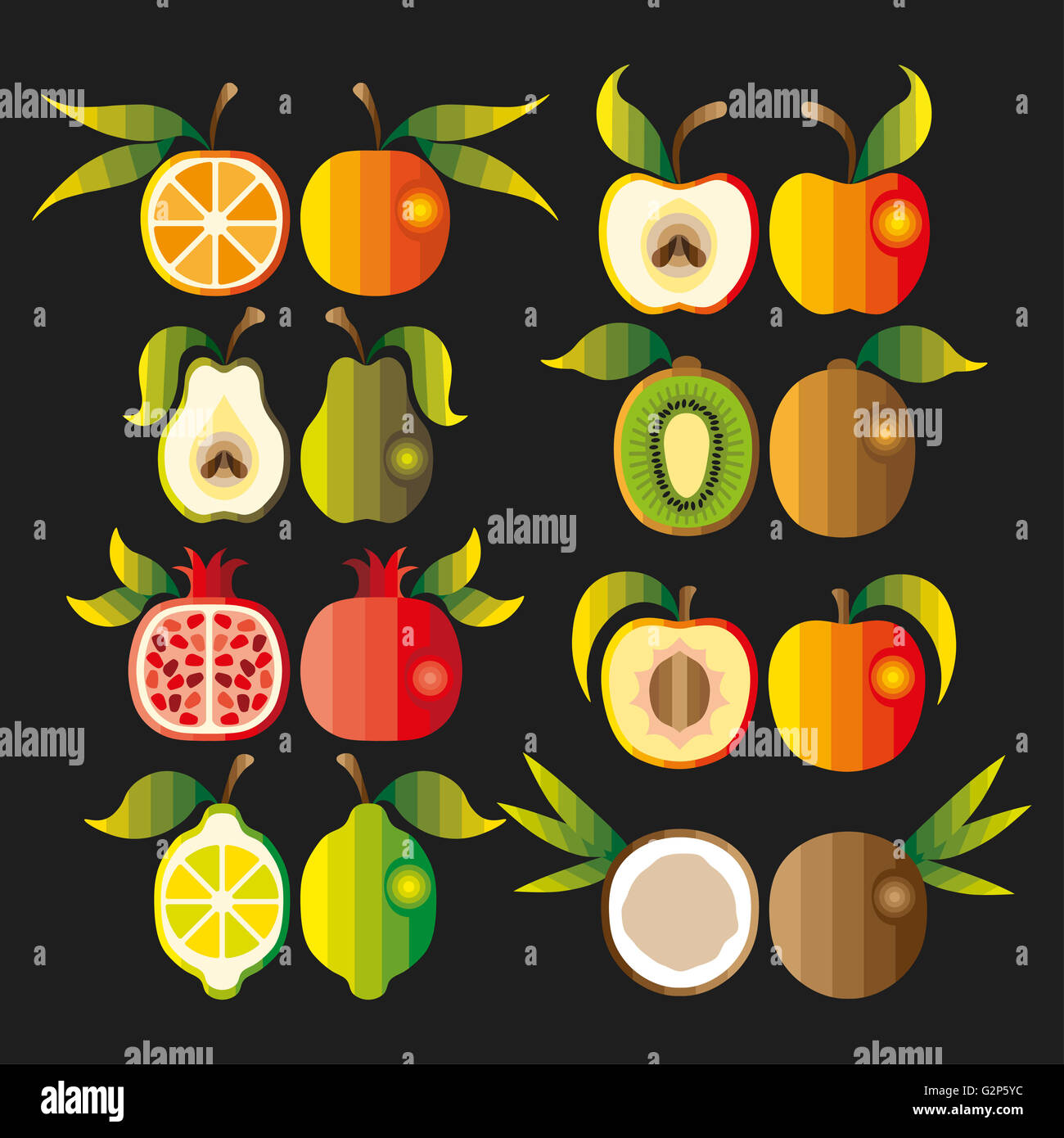Illustration set of fruit Stock Photo - Alamy