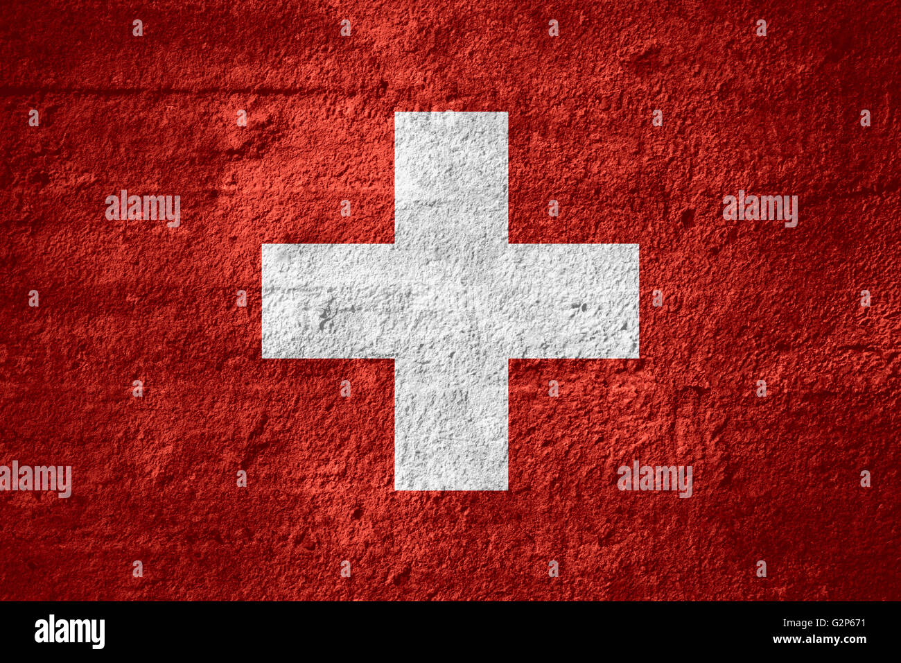 flag of Switzerland or Swiss banner on rough texture Stock Photo - Alamy
