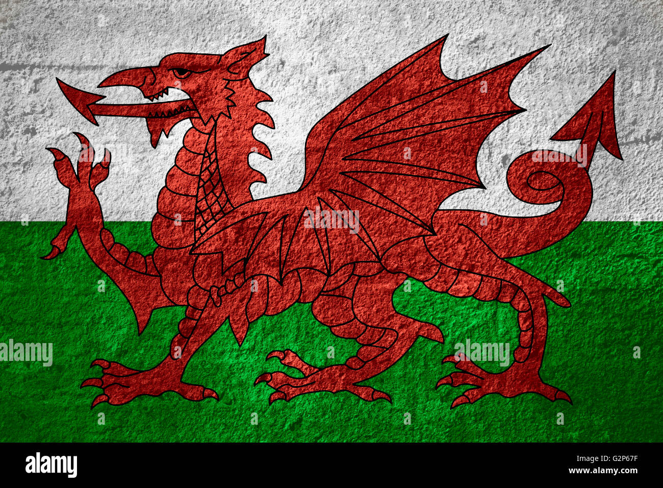 flag of Wales or Welsh banner on rough texture Stock Photo - Alamy