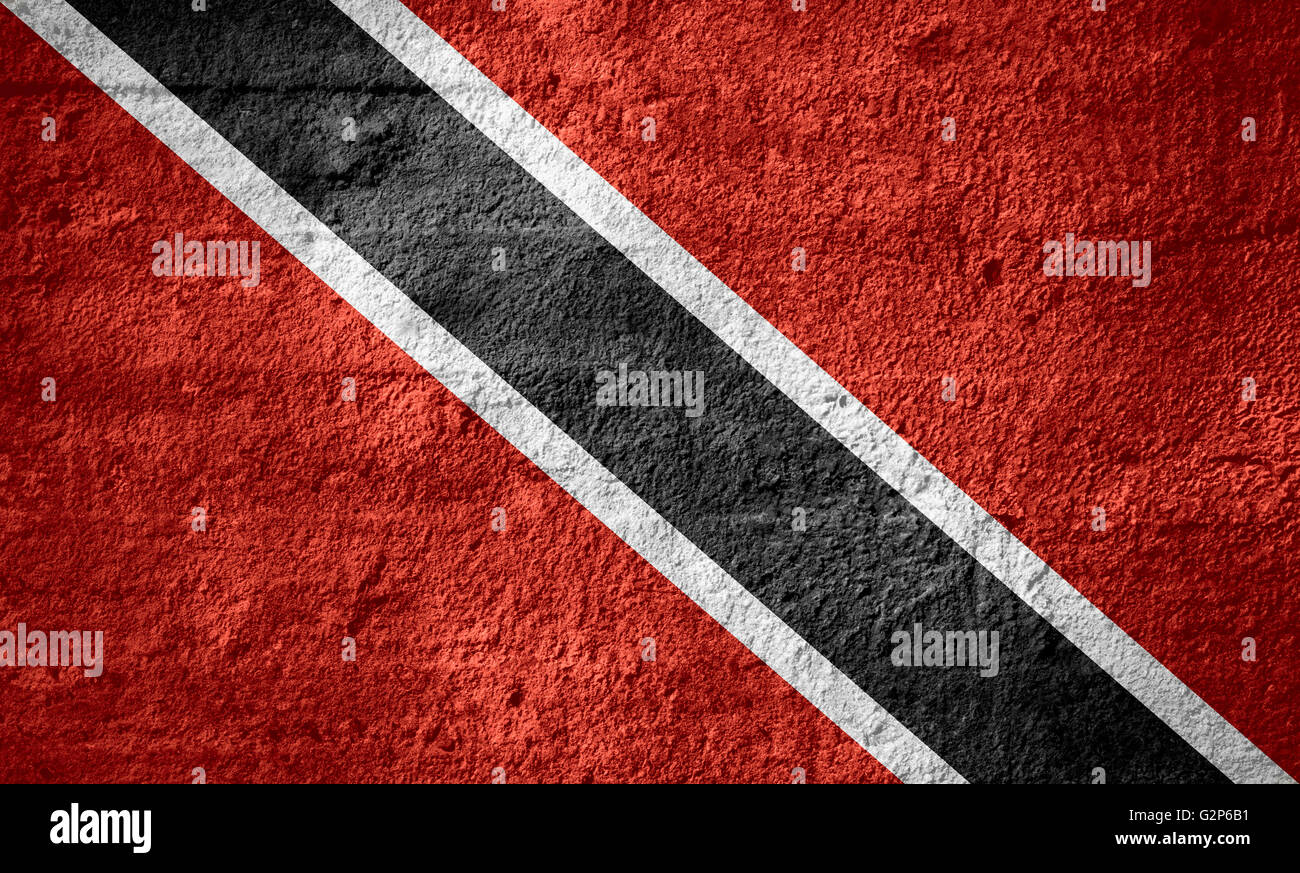 flag of Trinidad and Tobago or Trinidadian banner on rough texture ...
