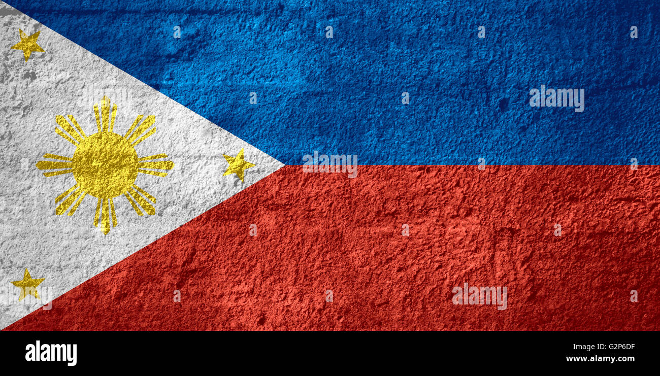 flag of Philippines or Filipino banner on rough texture Stock Photo - Alamy