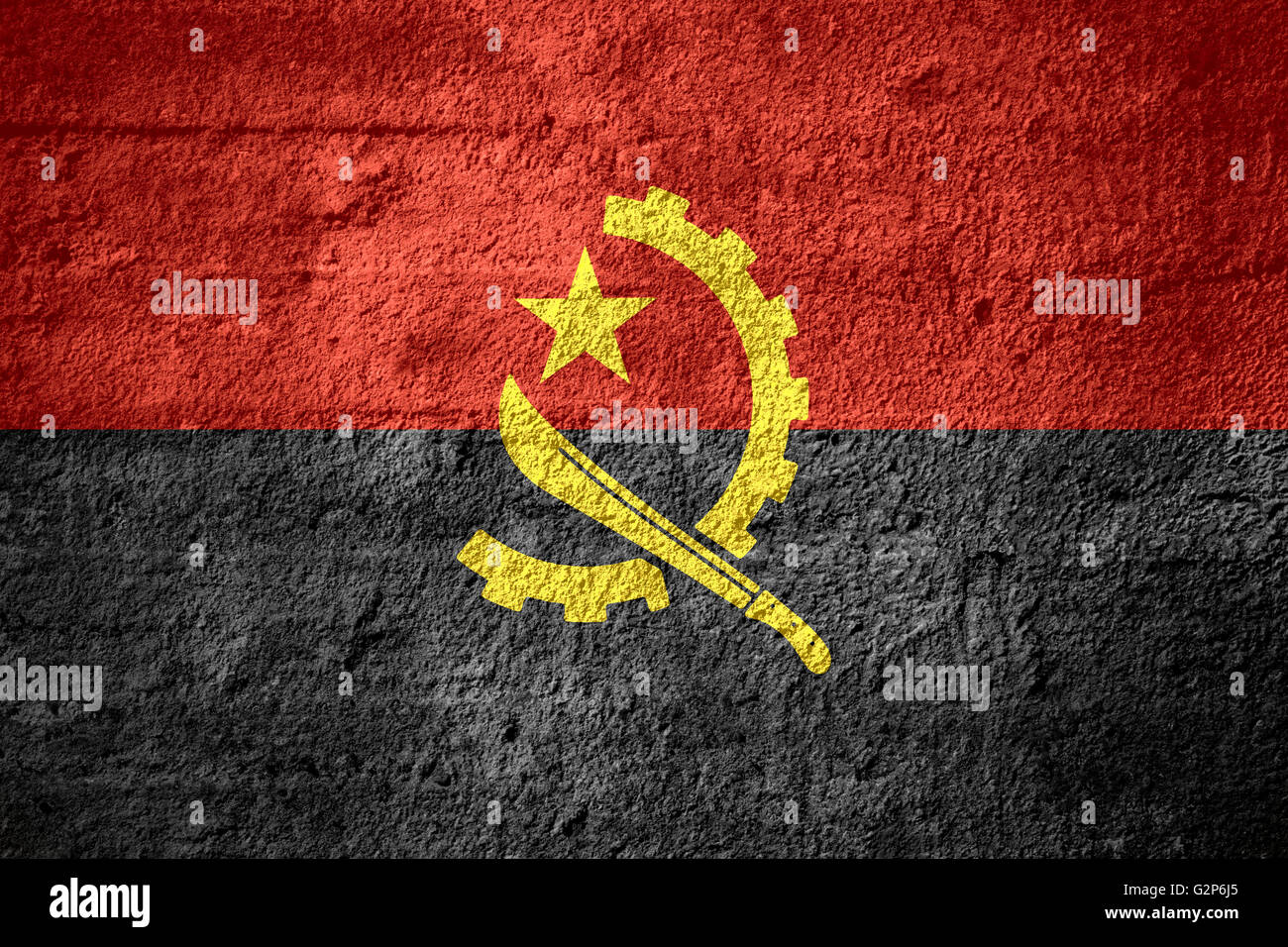 flag of Angola or Angolan banner on rough texture Stock Photo - Alamy