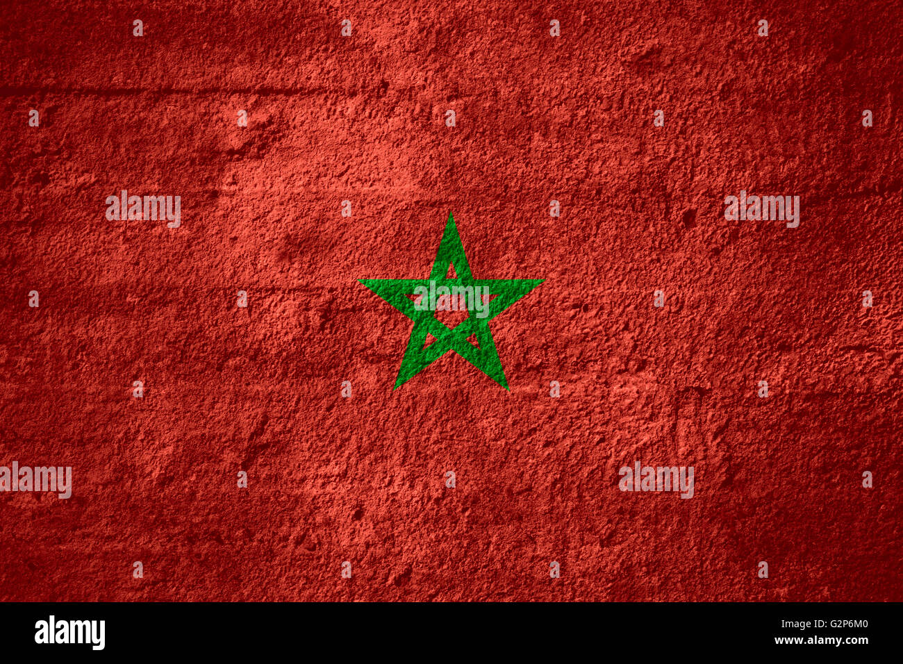 flag of Morocco or Moroccan banner on rough texture Stock Photo - Alamy