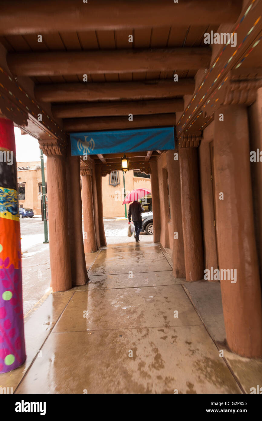 The adobe style covered walkway at the Museum of Contemporary Native ...
