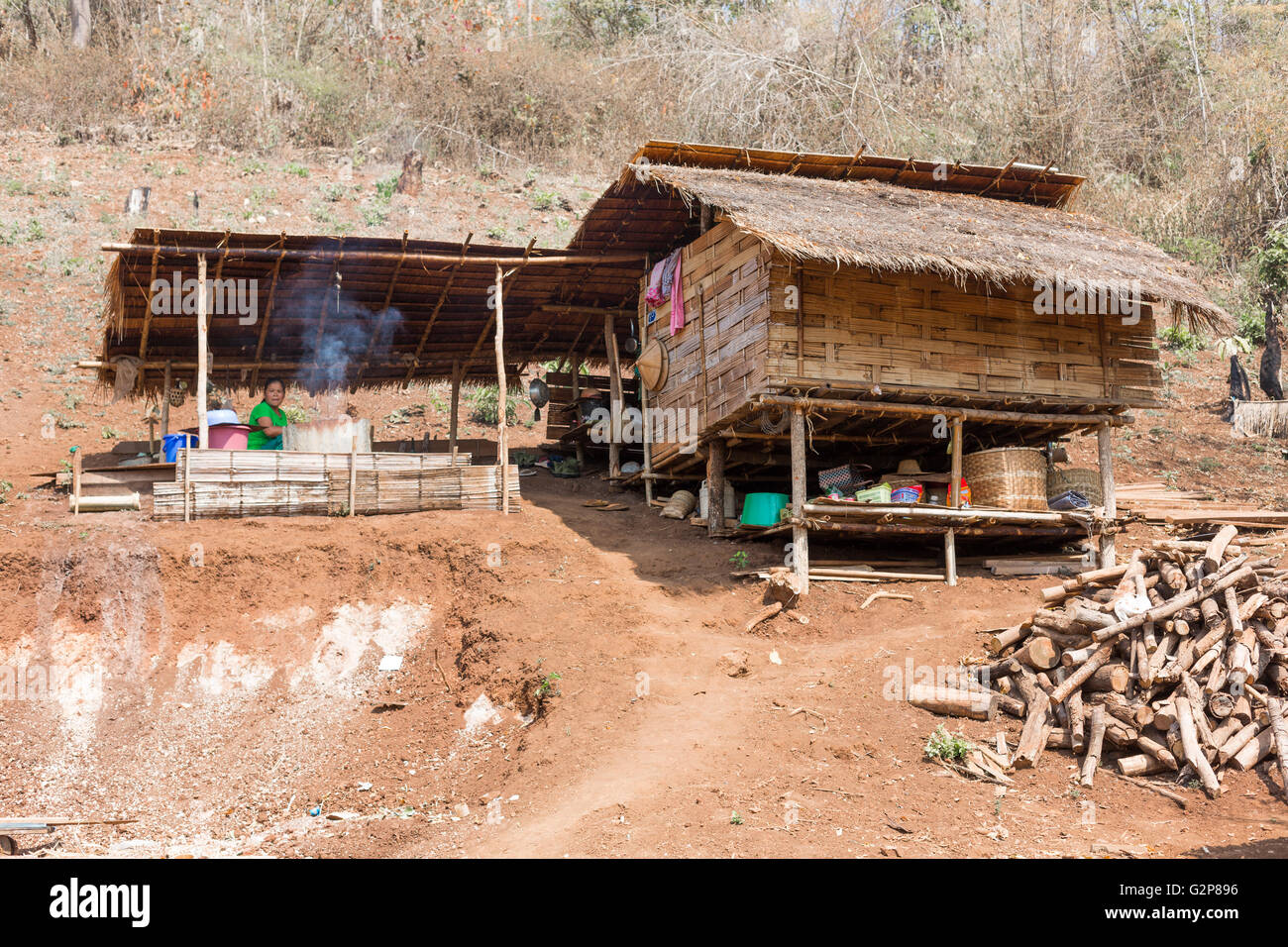 Small house in a Shan village. Countryside of Shan state, Myanmar ...