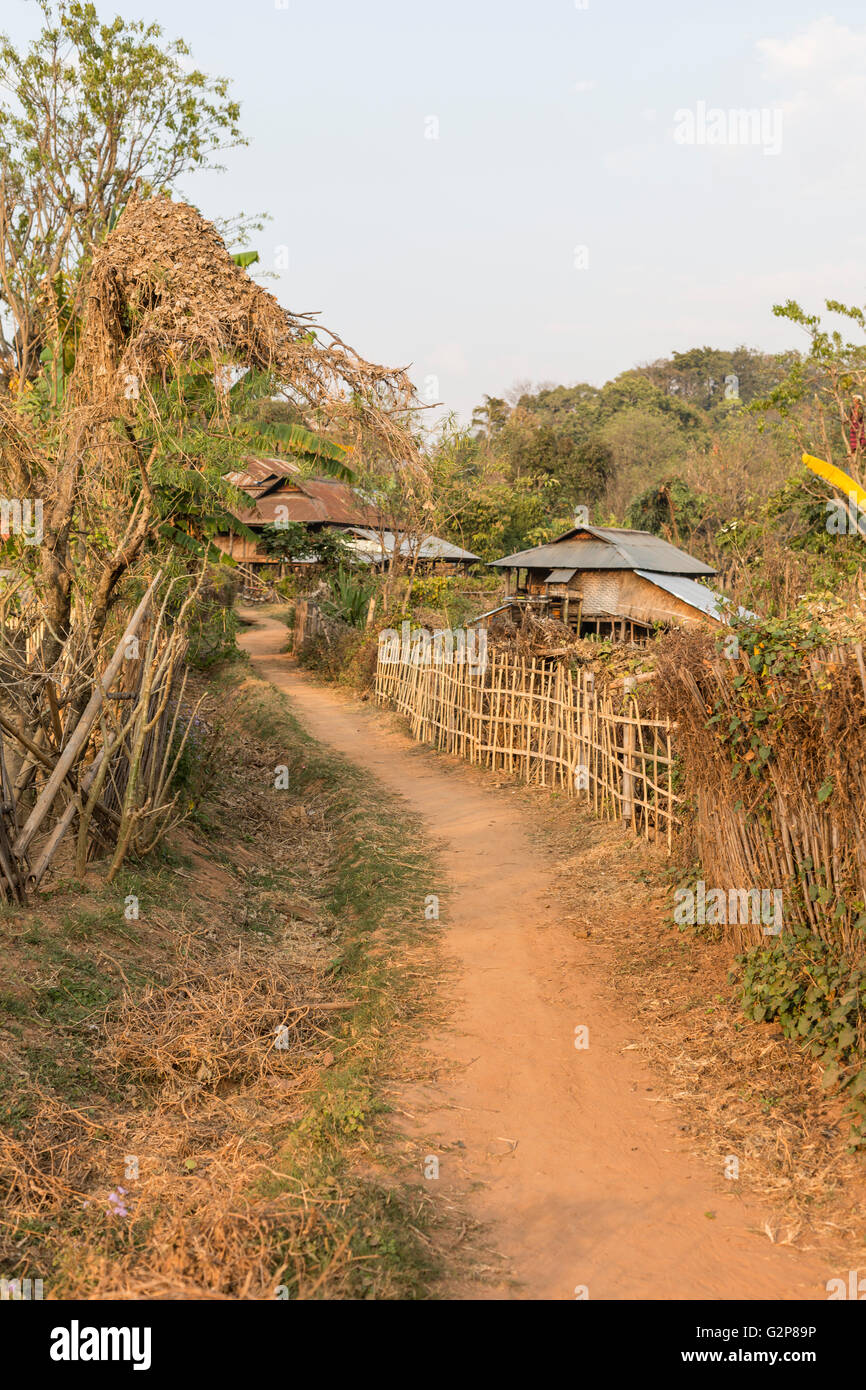 Shan village at sunset. Countryside of Shan state, Myanmar, Burma ...