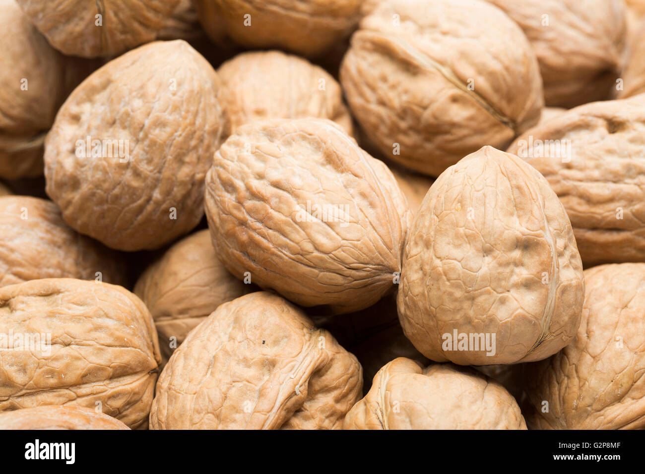 Walnut shells, close up, isolated on white Stock Photo - Alamy