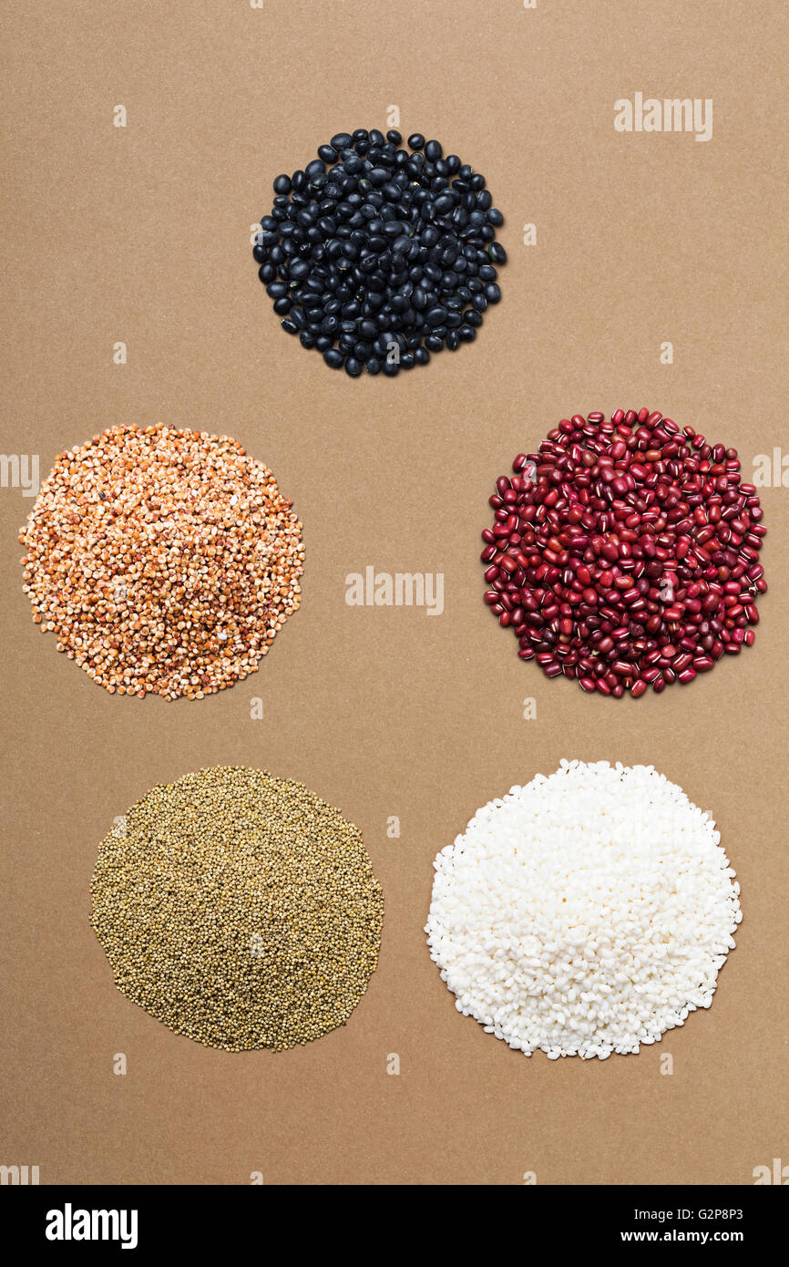 Various types of grains (Perilla, Red bean, Glutinous rice, rice ...