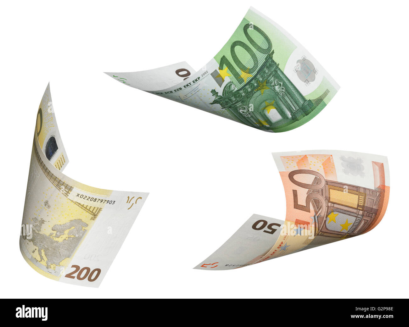 Euro bill collage isolated on white. Horizontal format Stock Photo - Alamy
