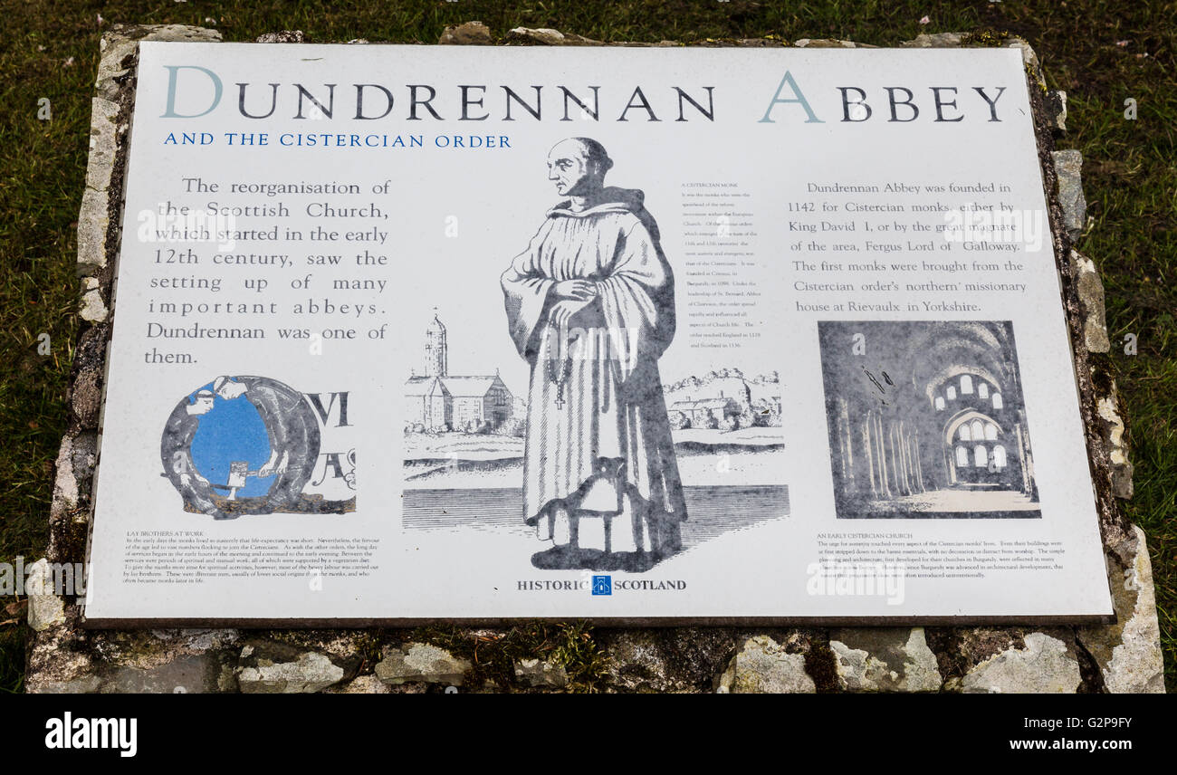 Plaque detailing the history of Dundrennan Abbey, Dundrennan, Dumfries ...