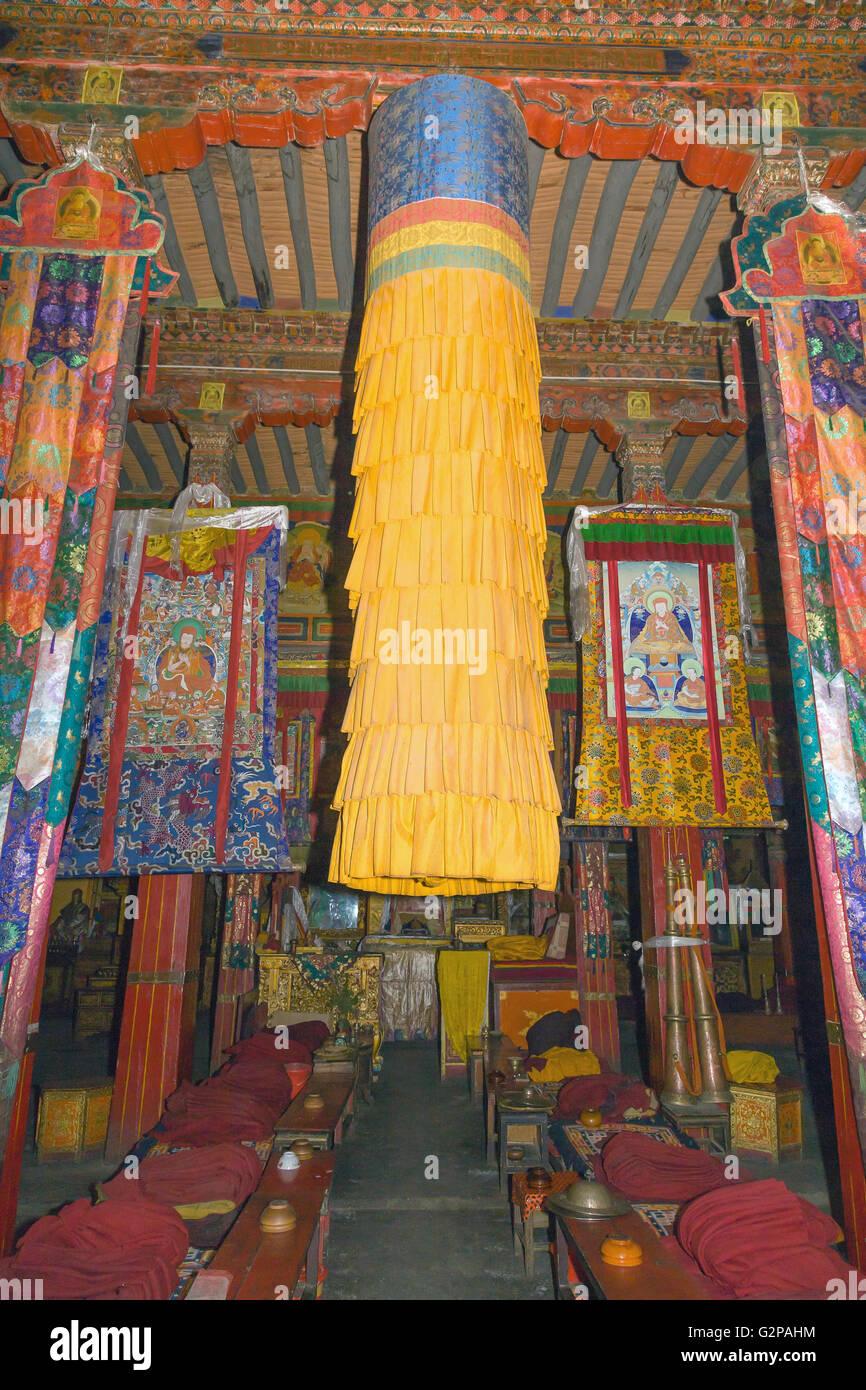 Main assembly hall (dukhang) in Gongkar Choede Monastery. Tibet, China ...