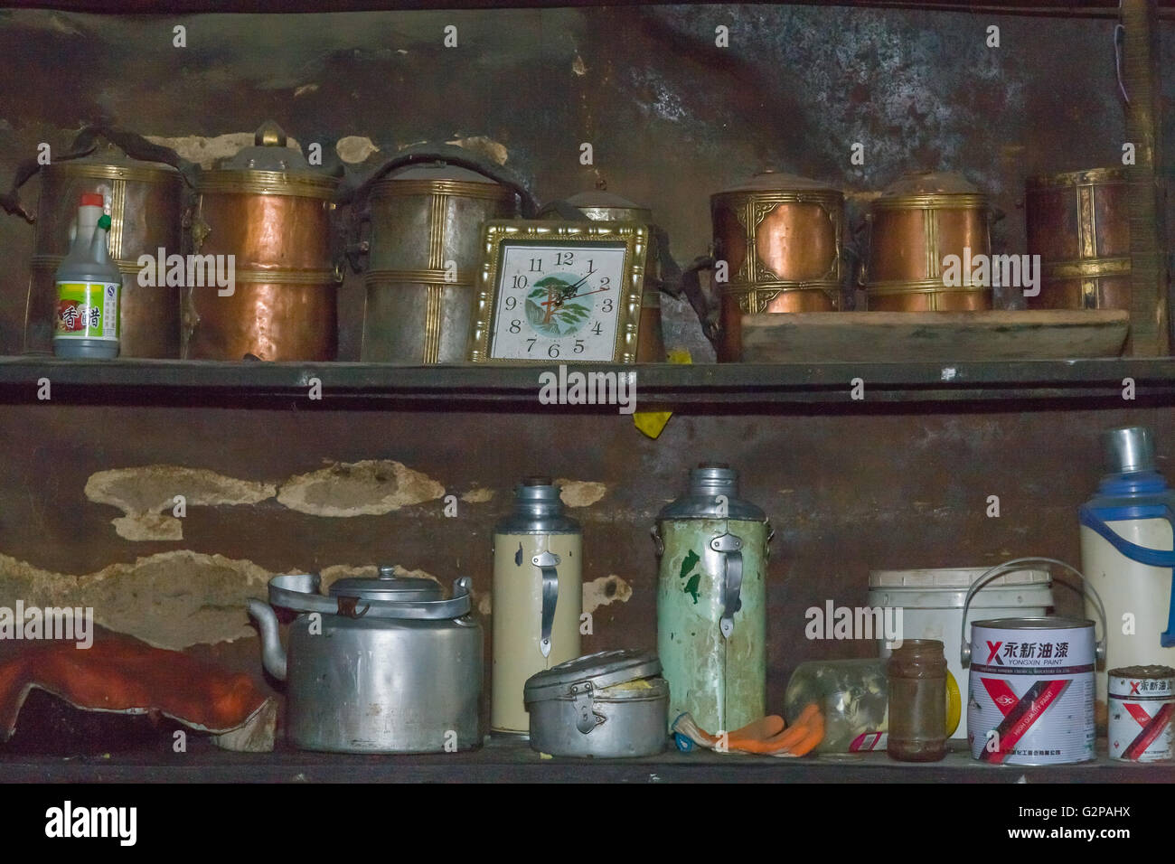 Tibetan kitchen, Gongkar Choede Monastery Stock Photo - Alamy