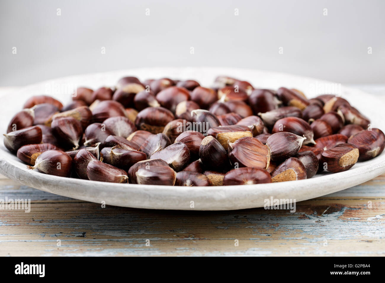 Cooking Pot filled with fresh Sweet Chestnuts from the Forest in Autumn ...