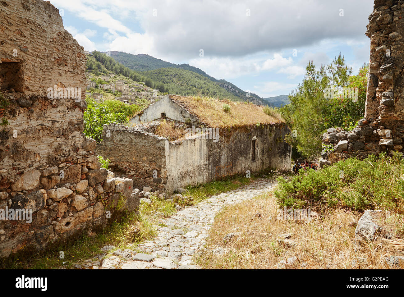A crumbling old house in The deserted Turkish "ghost town" village in ...