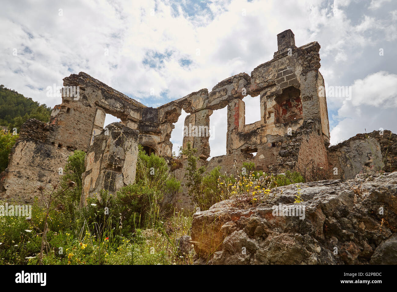 A crumbling old house in The deserted Turkish "ghost town" village in ...