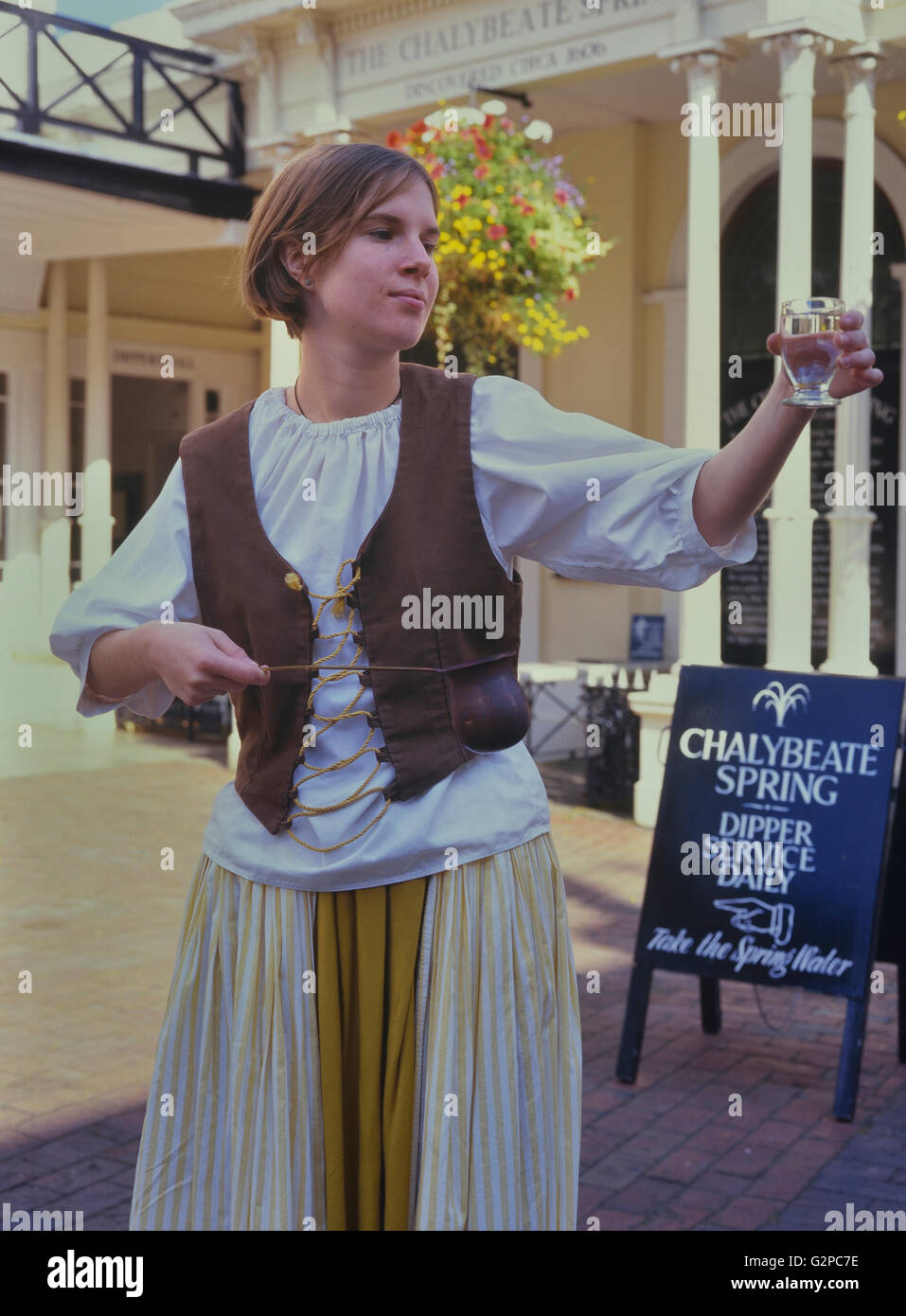 Costumed dipper at the Chalybeate Spring. The Pantiles. Royal Tunbridge ...
