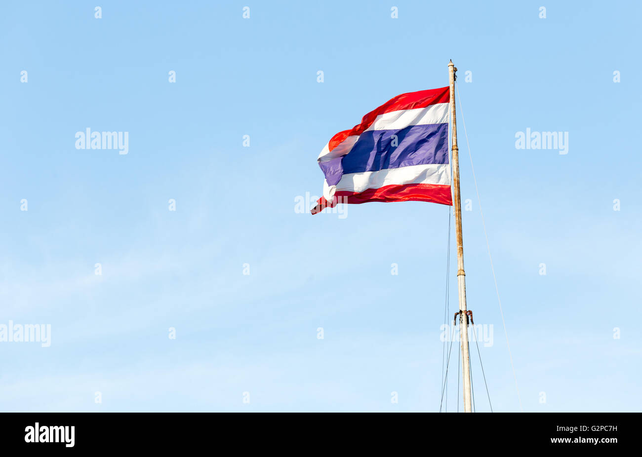 Thailand national flag stream on sky with vintage tone on evening light ...