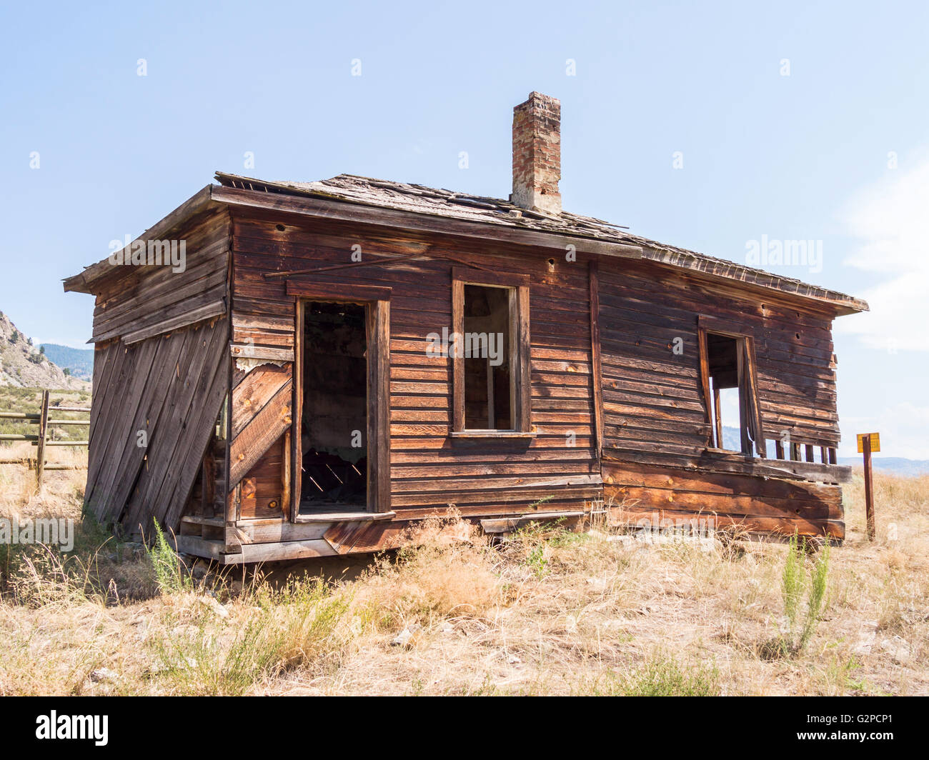 Derelict remains of a bunkhouse at the historic Haynes Ranch, near ...