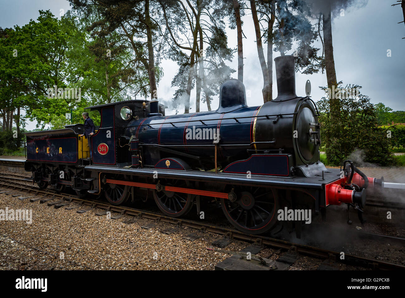 Steam Train steaming along the tracks on the North Norfolk railway ...